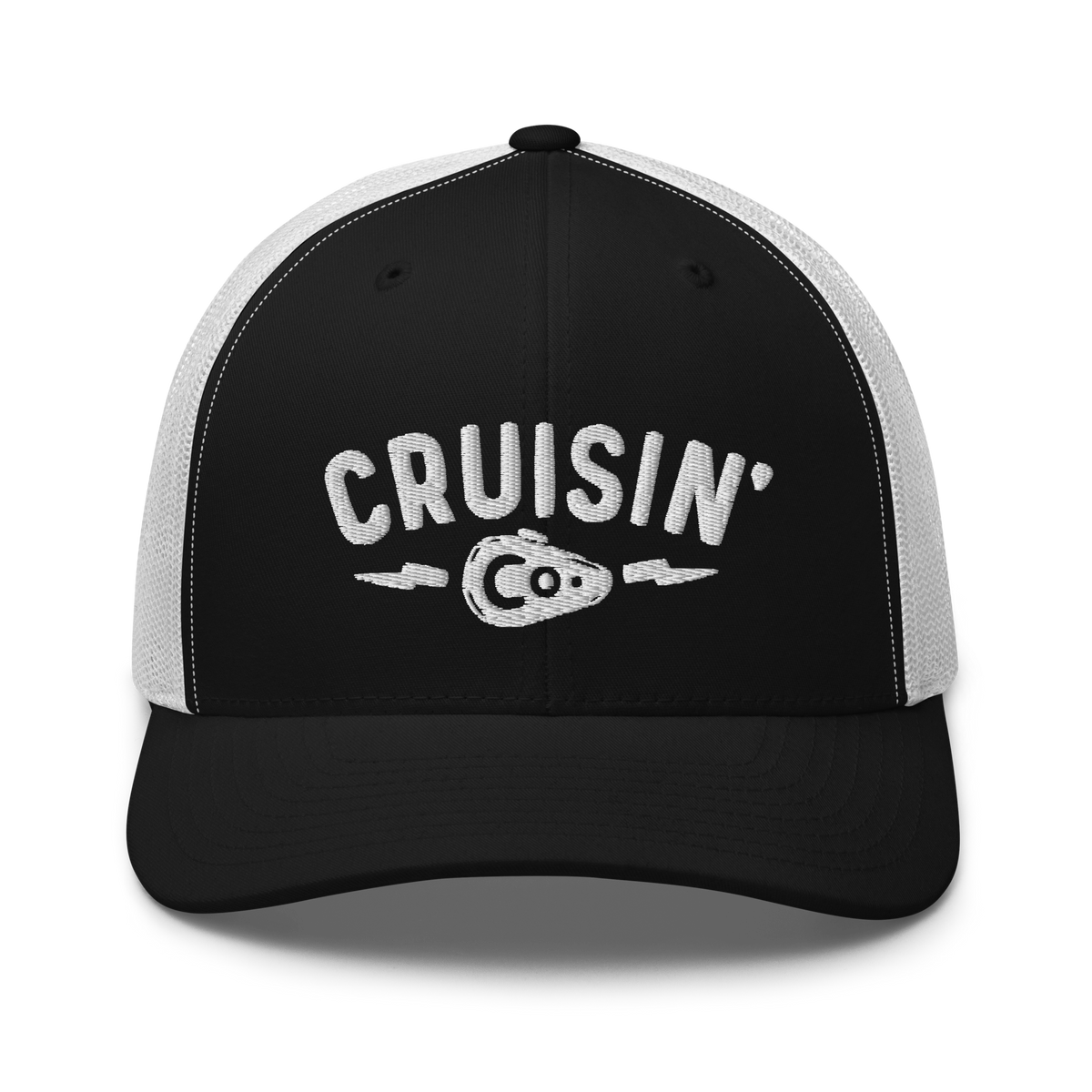 Cruisin' Co. logo retro trucker cap (black/white)